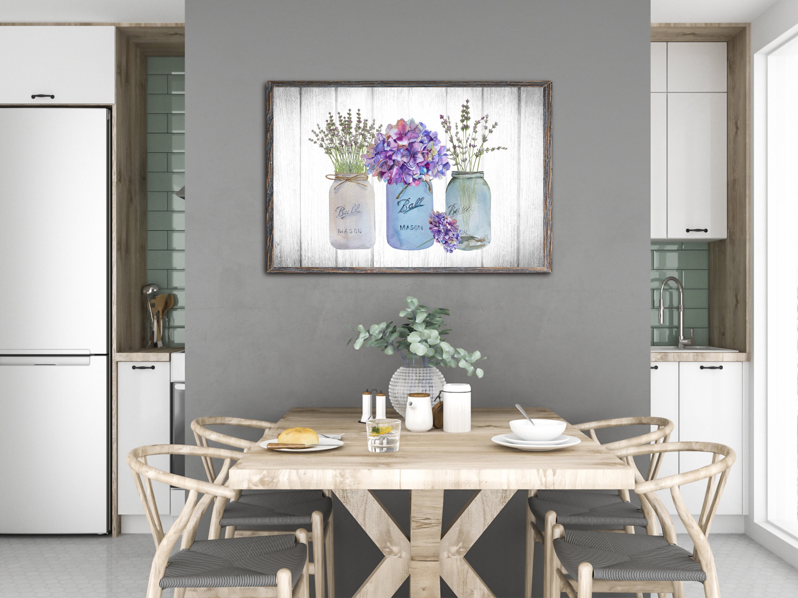 Wall Decor Rustic Farmhouse, Mason Jars With Flowers, Printable Wall ...