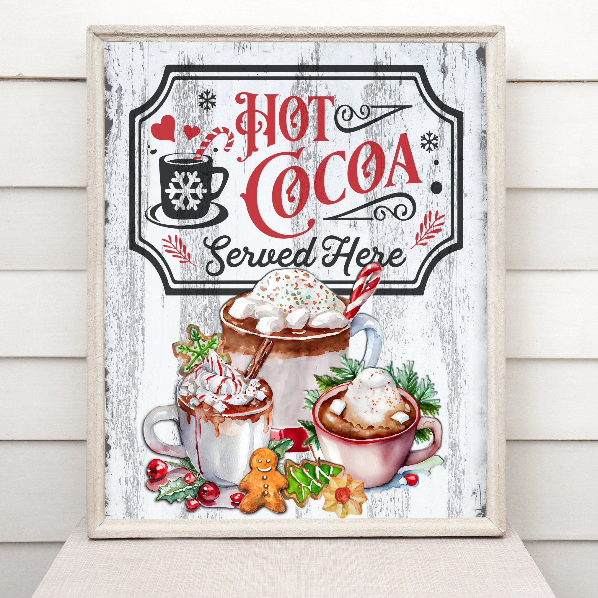 Hot Cocoa Sign Printable Hot Cocoa Bar Vintage Christmas - Etsy