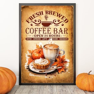 Fall Coffee Bar Sign | Vintage Coffee Sign | DIGITAL DOWNLOAD | Coffee ...