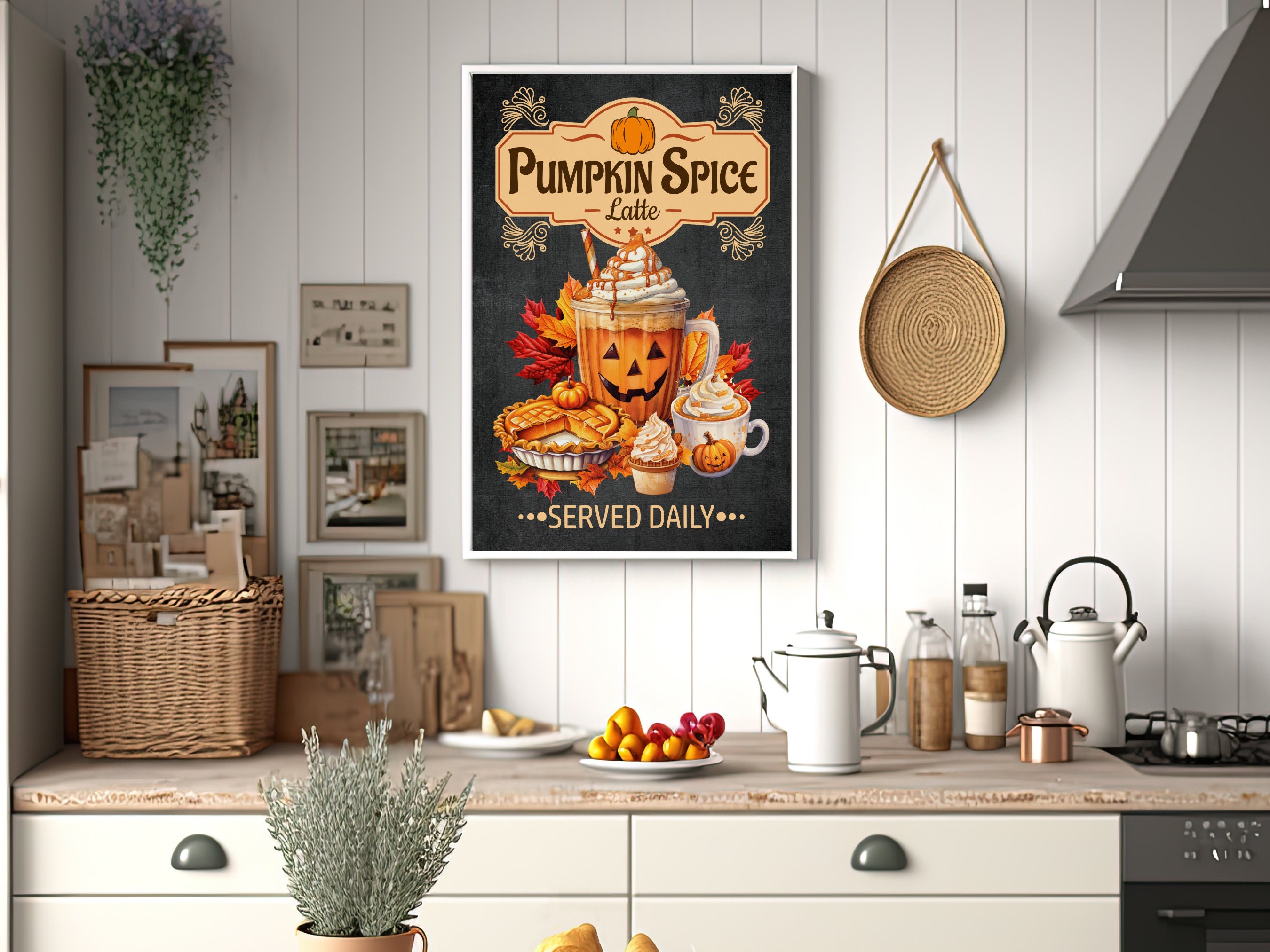 Pumpkin Spice Latte | Fall Coffee Bar Sign | Instant Download | Kitchen ...