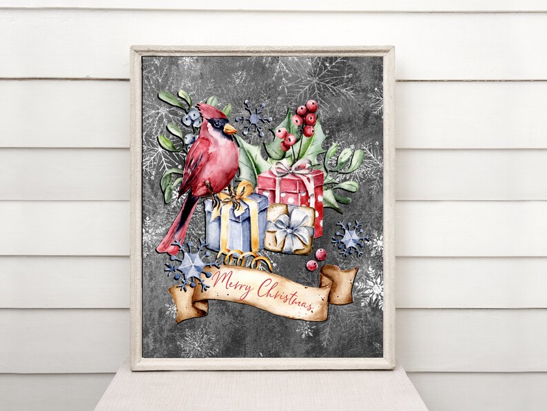 Red Cardinal, Christmas Cardinal, Digital Download, Christmas Printable ...