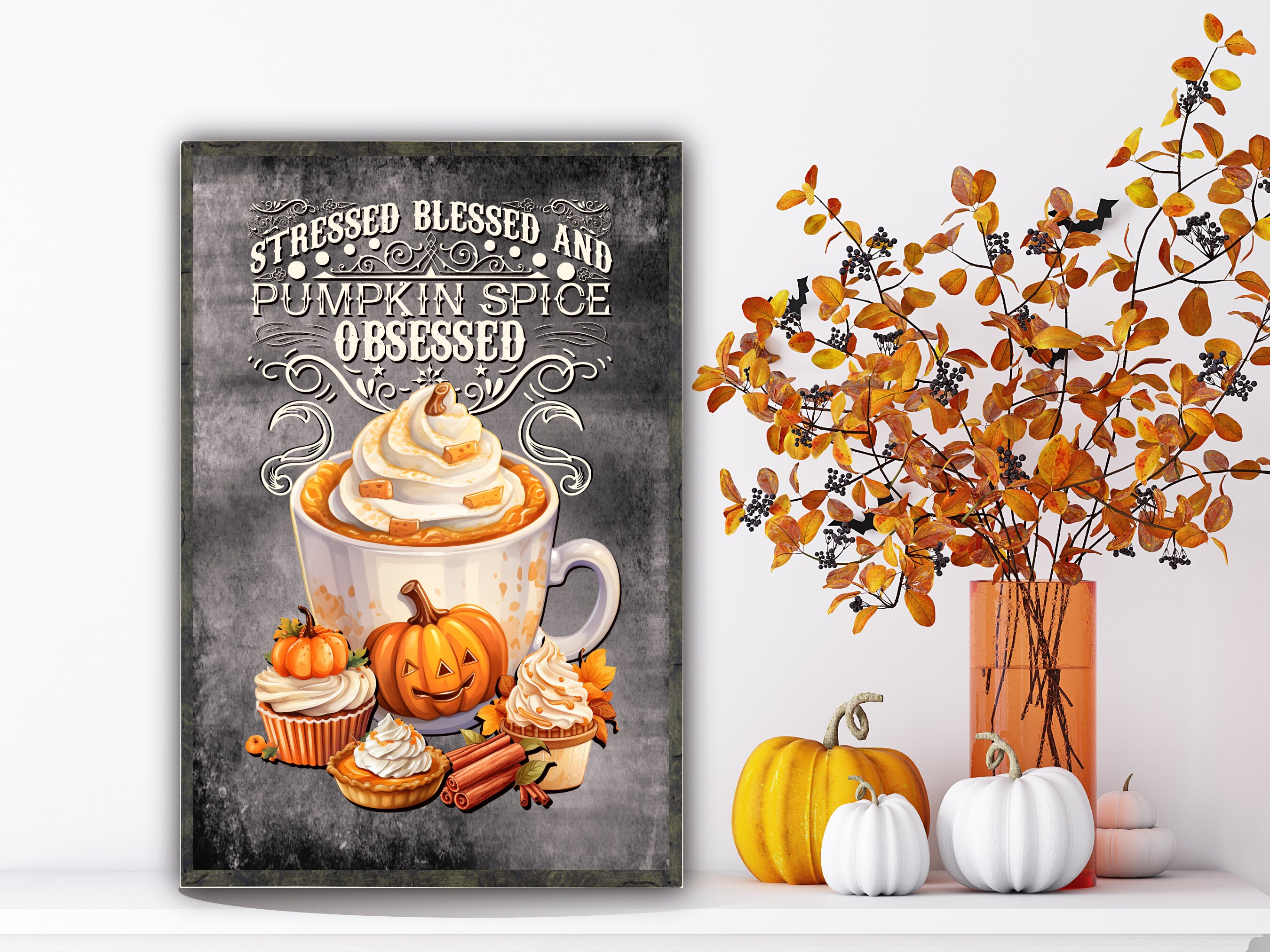Fall Coffee Bar Sign | Pumpkin Spice Obsessed | Vintage Coffee Sign ...