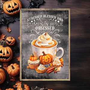 Fall Coffee Bar Sign | Pumpkin Spice Obsessed | Vintage Coffee Sign ...