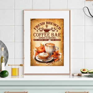 Fall Coffee Bar Sign | Vintage Coffee Sign | DIGITAL DOWNLOAD | Coffee ...