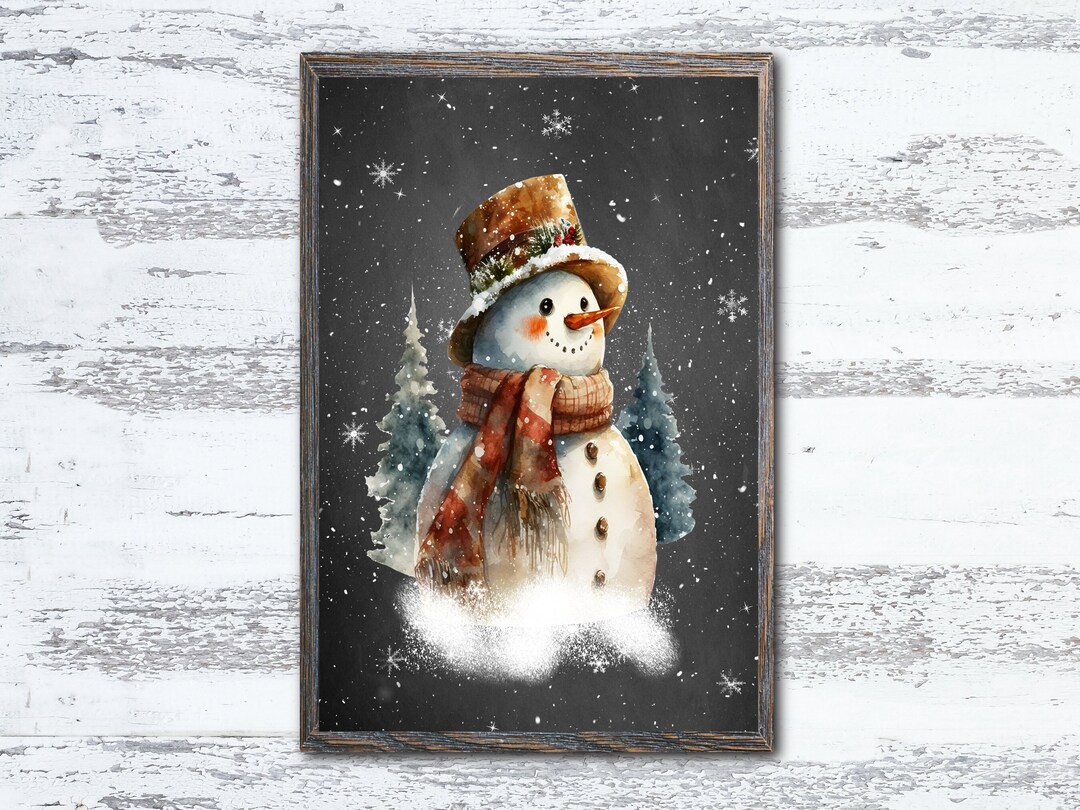Vintage Snowman, Cute Snowman, Winter Wall Art, Winter Decor, Snowman ...