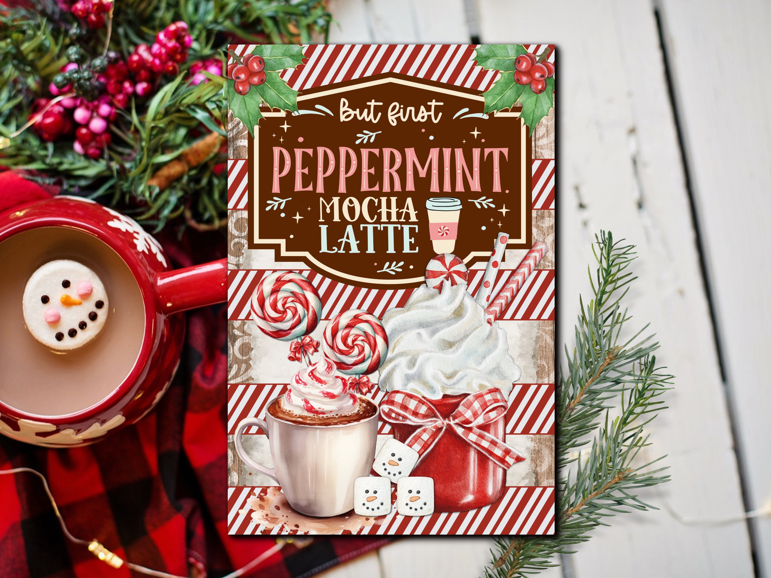 Christmas Coffee Bar Sign, Peppermint Mocha Latte, Coffee Lover ...