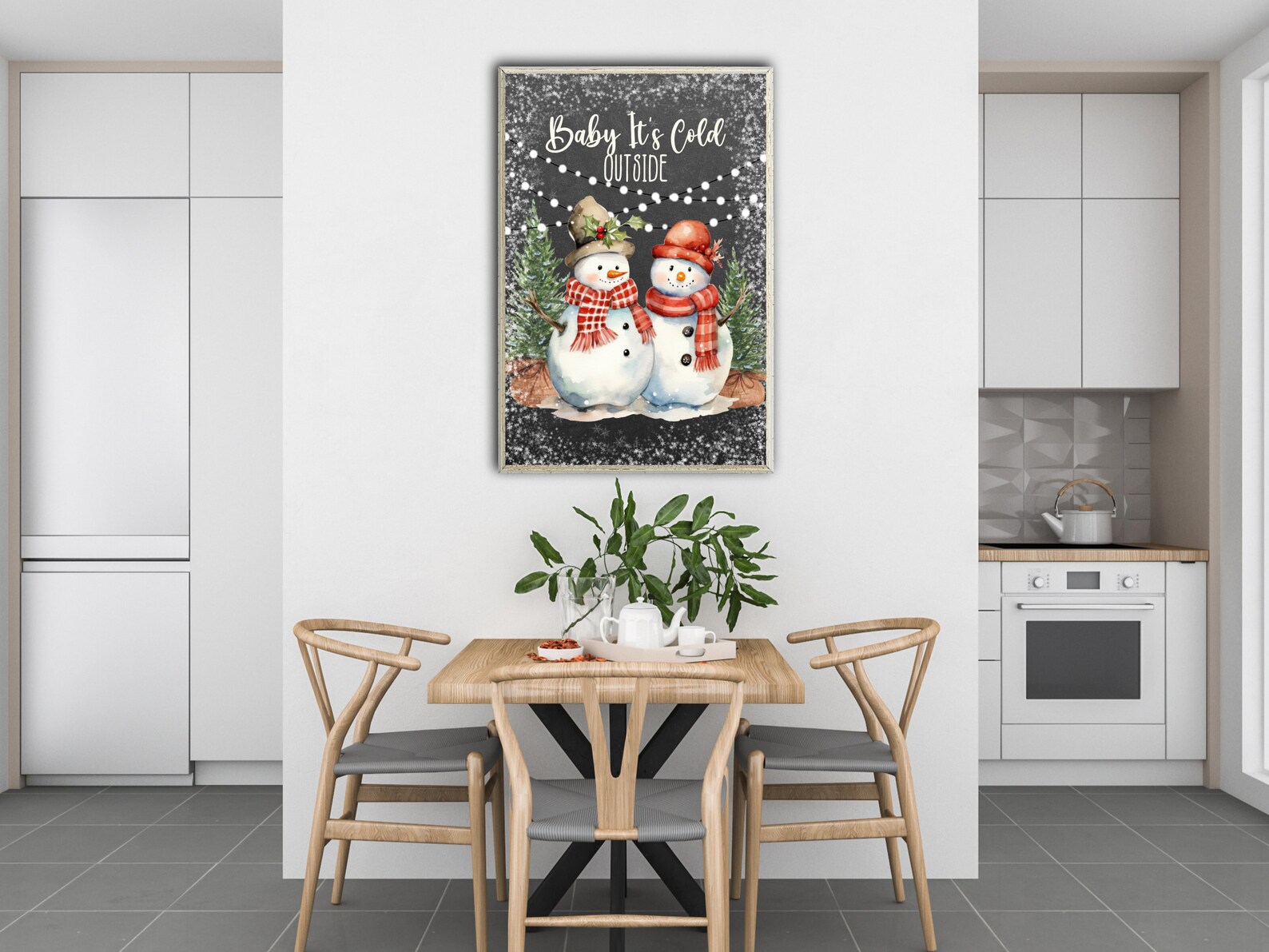 Snowman Print, Baby It's Cold Outside, Snowy Scene, Digital Download ...