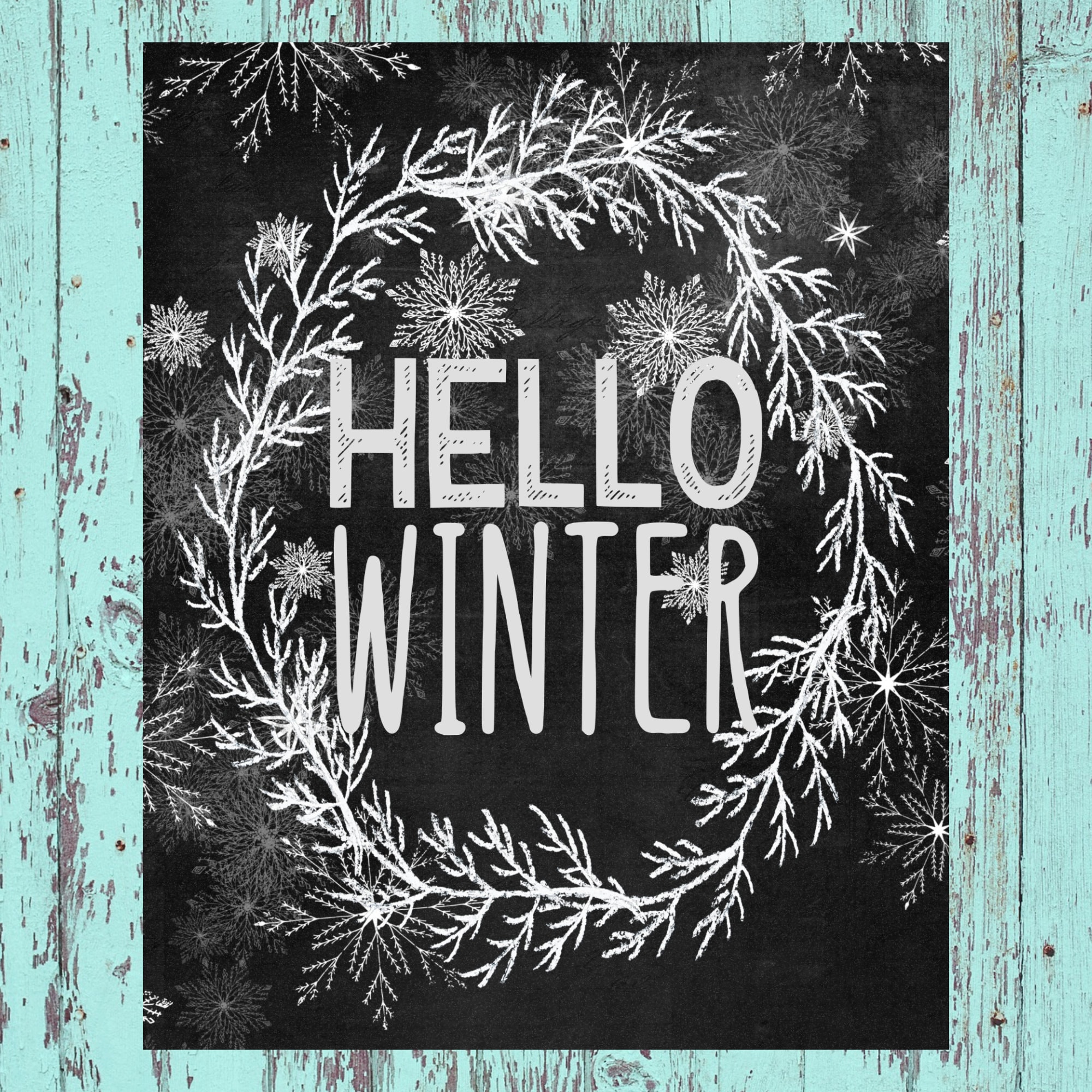 HELLO WINTER, Digital Download, Christmas Print, Printable Art ...