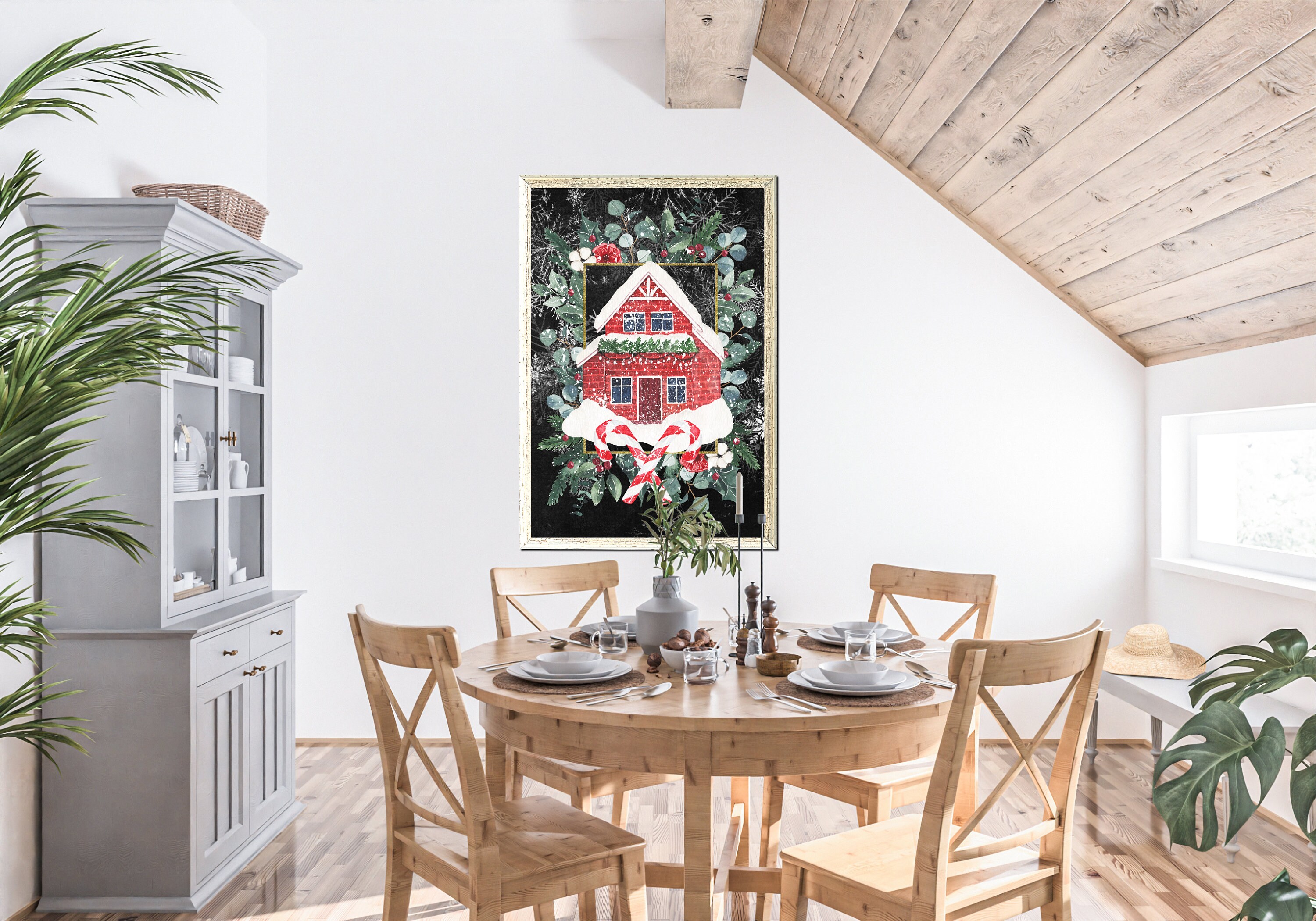 Snowy Winter Cabin, Rustic Decor Print, Instant Download, Snow Scene ...