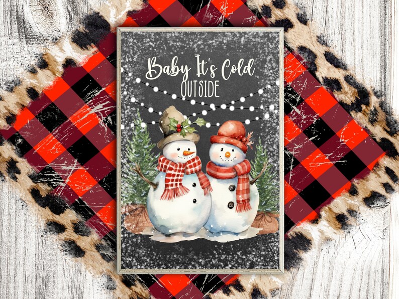 Snowman Print, Baby It's Cold Outside, Snowy Scene, Digital Download ...