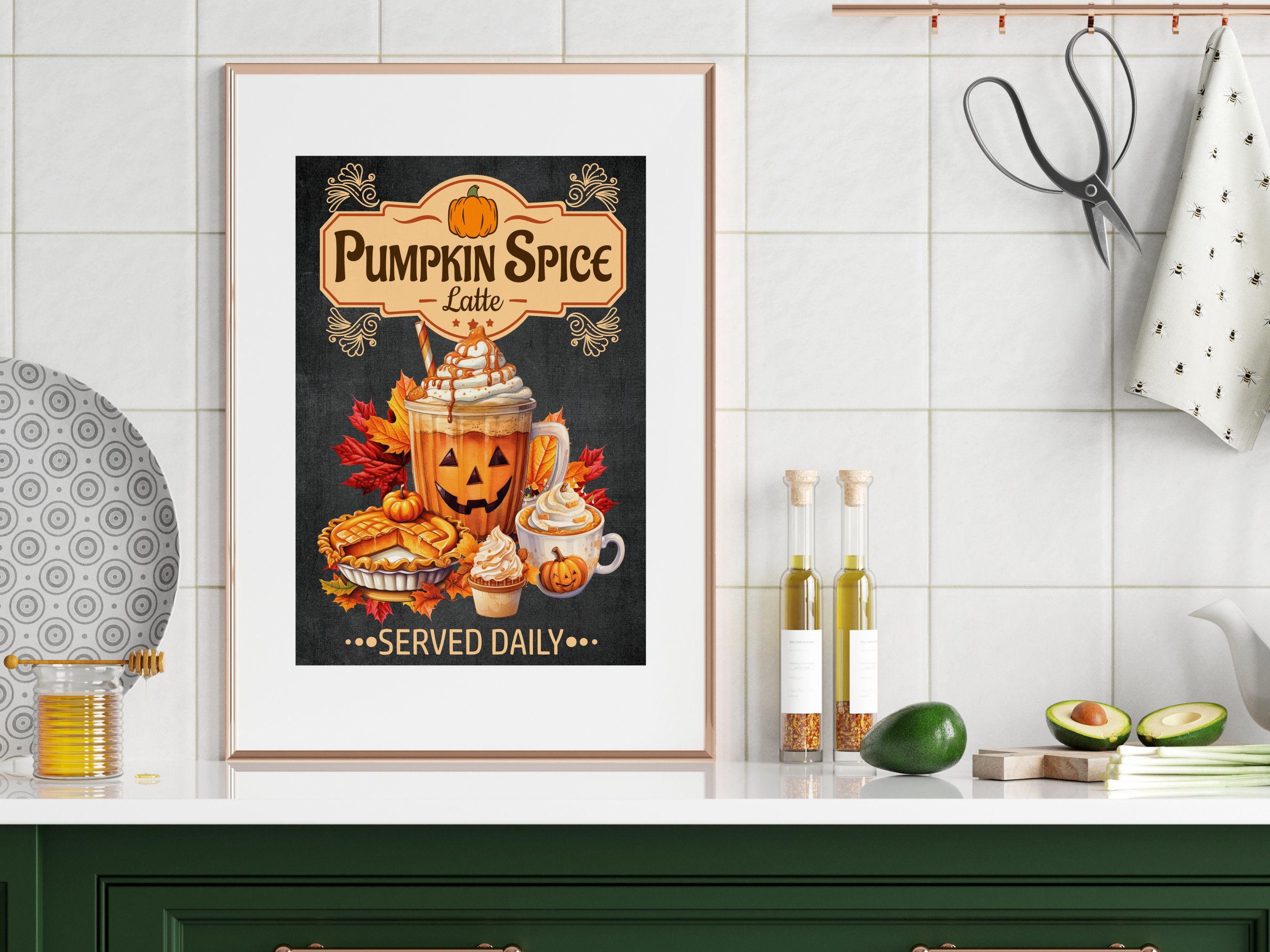Pumpkin Spice Latte | Fall Coffee Bar Sign | Instant Download | Kitchen ...