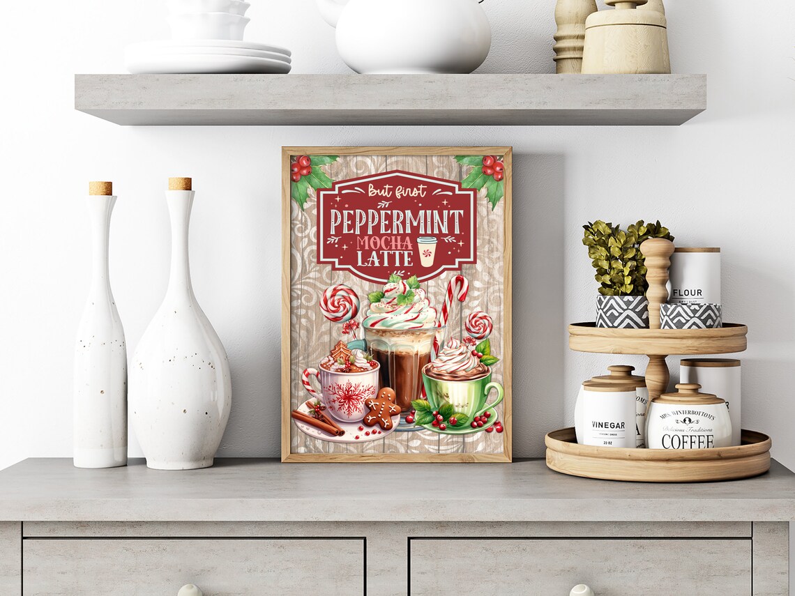 Christmas Coffee Bar Sign, Peppermint Mocha Latte, Coffee Lover ...