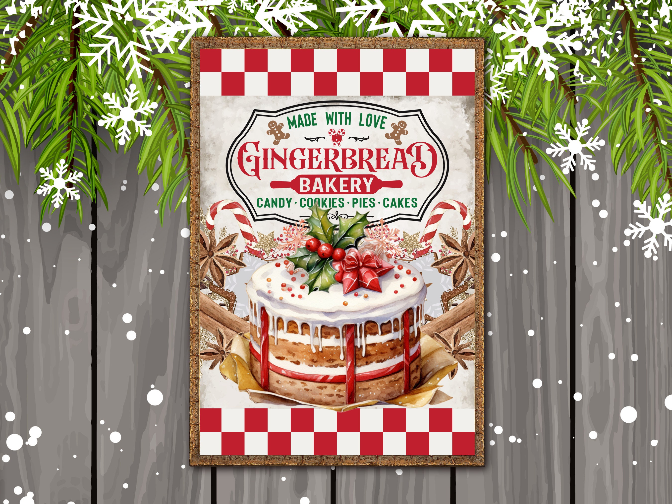 Gingerbread Wall Art, Christmas Kitchen Print, Christmas Decor, Digital ...