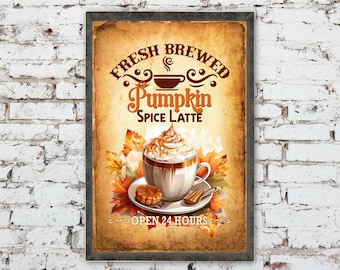 Fall Coffee Bar Sign Vintage Coffee Sign DIGITAL DOWNLOAD Coffee Lover ...