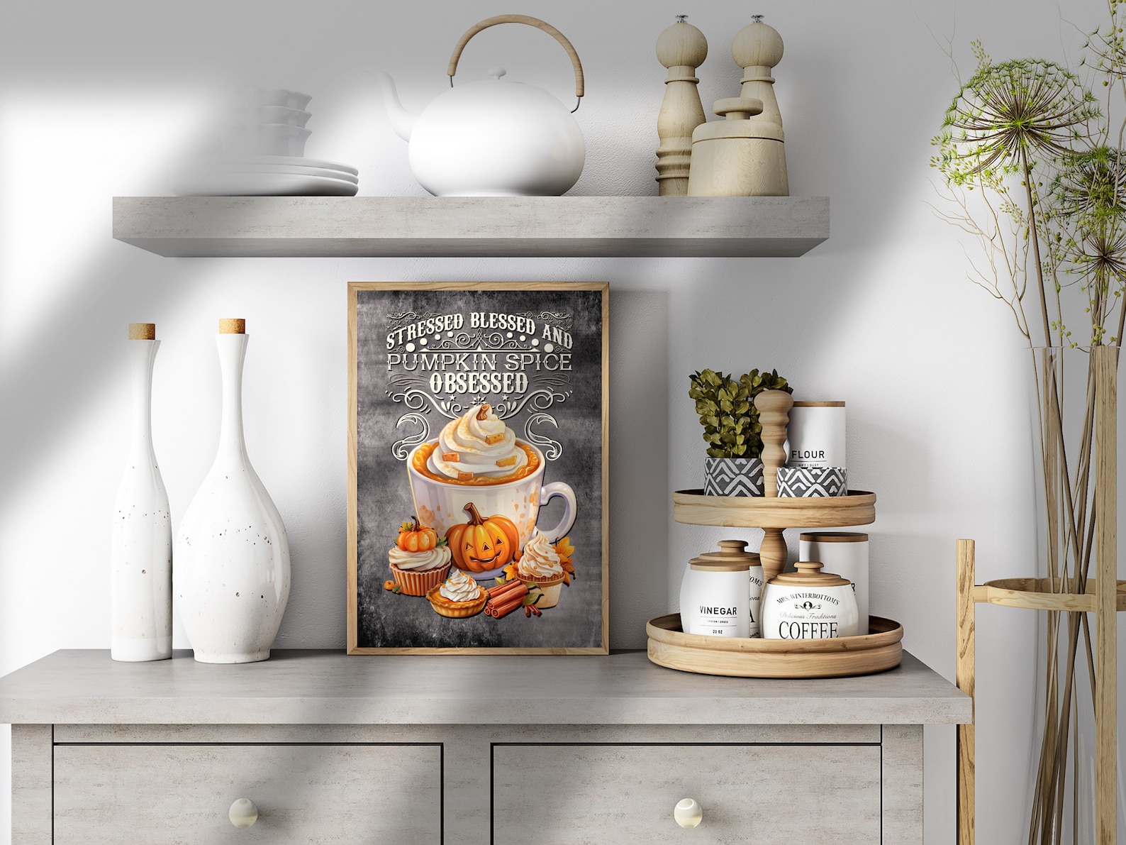 Fall Coffee Bar Sign | Pumpkin Spice Obsessed | Vintage Coffee Sign ...