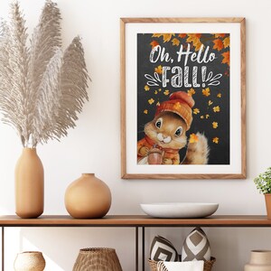 Fall Squirrel Wall Art | Oh Hello Fall | Autumn Print | Instant ...
