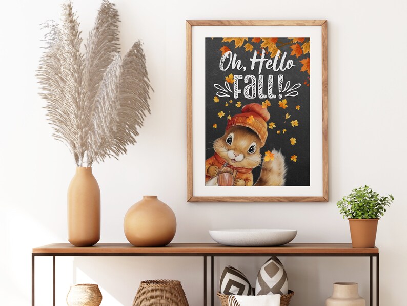 Fall Squirrel Wall Art | Oh Hello Fall | Autumn Print | Instant ...