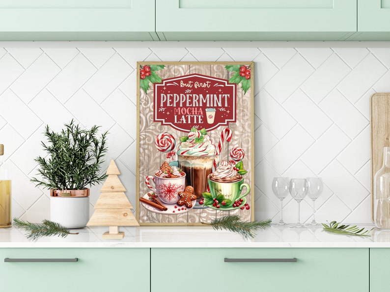Christmas Coffee Bar Sign, Peppermint Mocha Latte, Coffee Lover ...