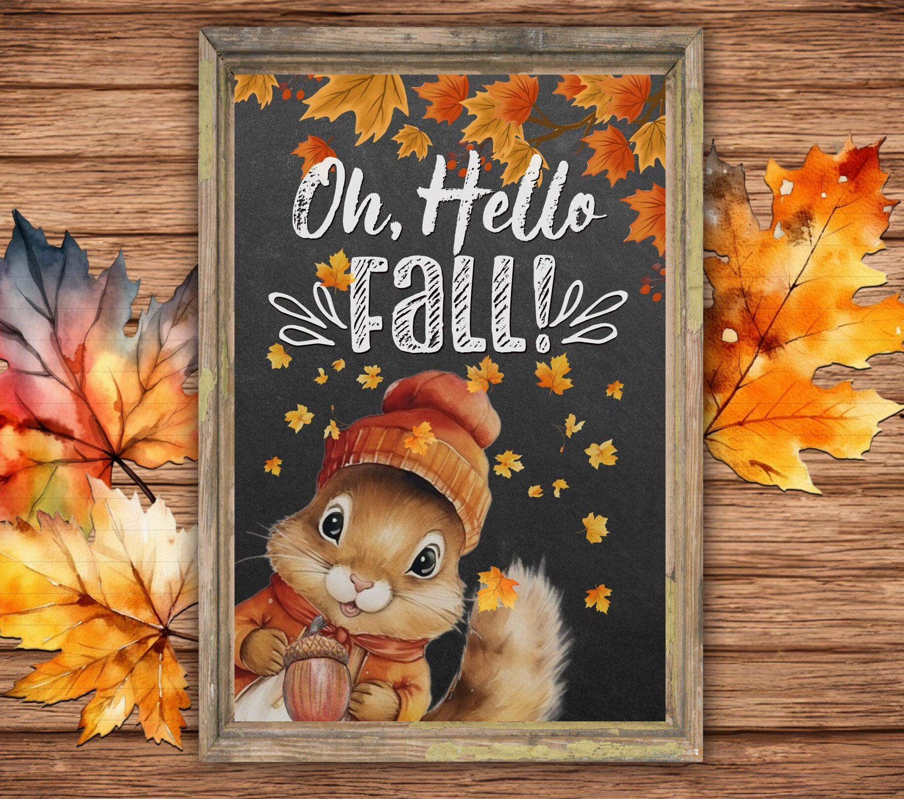 Fall Squirrel Wall Art | Oh Hello Fall | Autumn Print | Instant ...