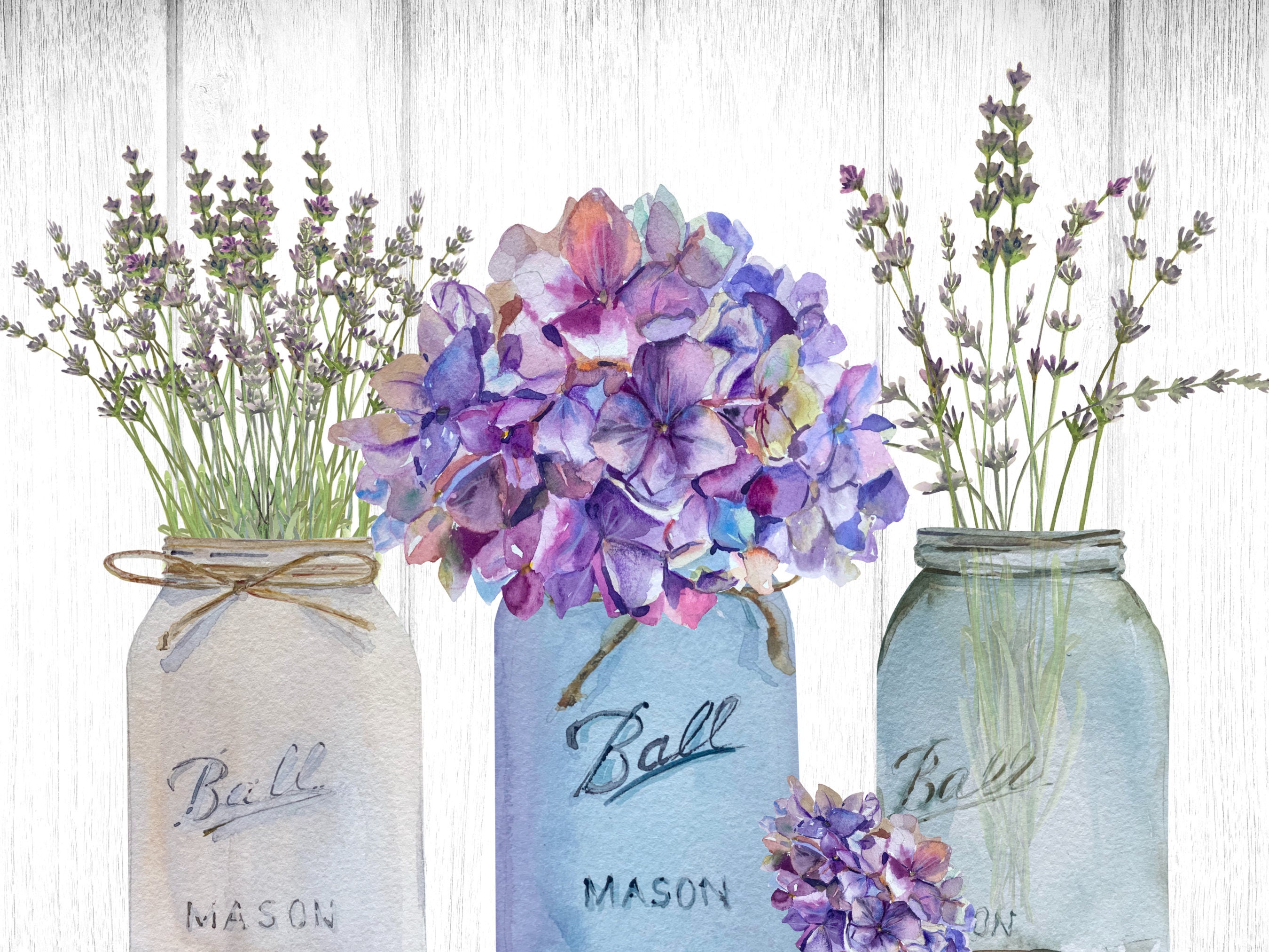 Wall Decor Rustic Farmhouse, Mason Jars With Flowers, Printable Wall ...