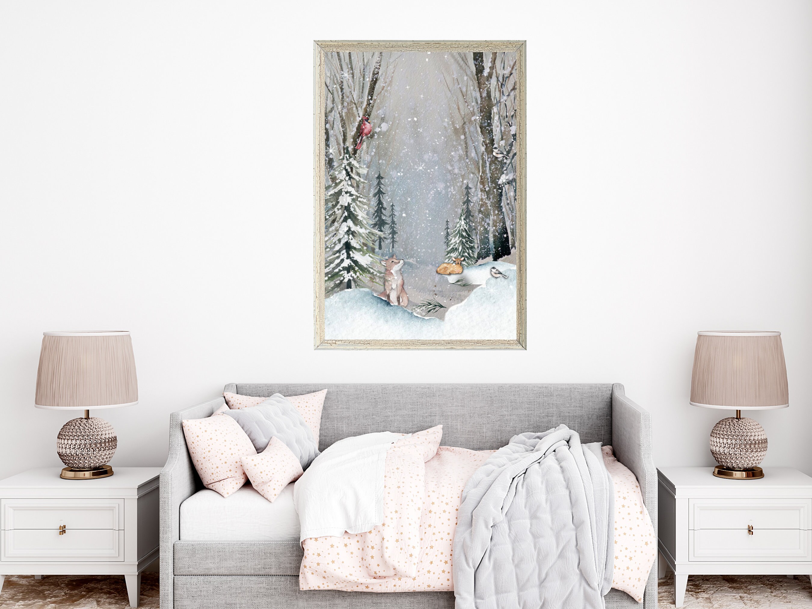 Winter Scene Printable Wall Art, Winter Wonderland, Snowy Forest ...