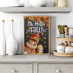 Fall Squirrel Wall Art | Oh Hello Fall | Autumn Print | Instant ...