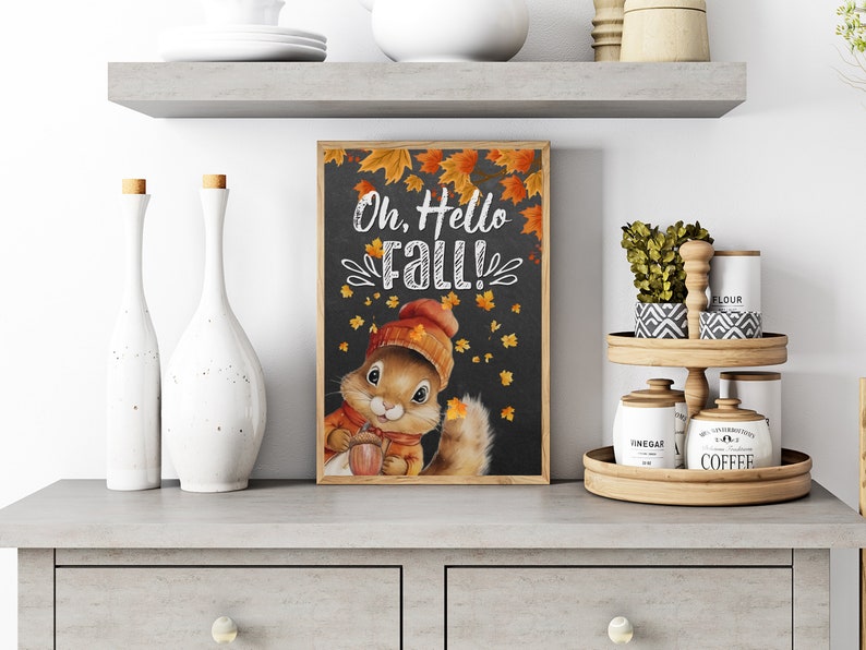 Fall Squirrel Wall Art | Oh Hello Fall | Autumn Print | Instant ...