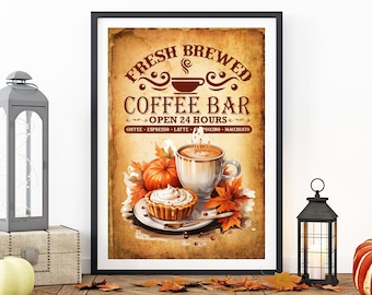Fall Coffee Bar Sign | Pumpkin Spice Obsessed | Vintage Coffee Sign ...