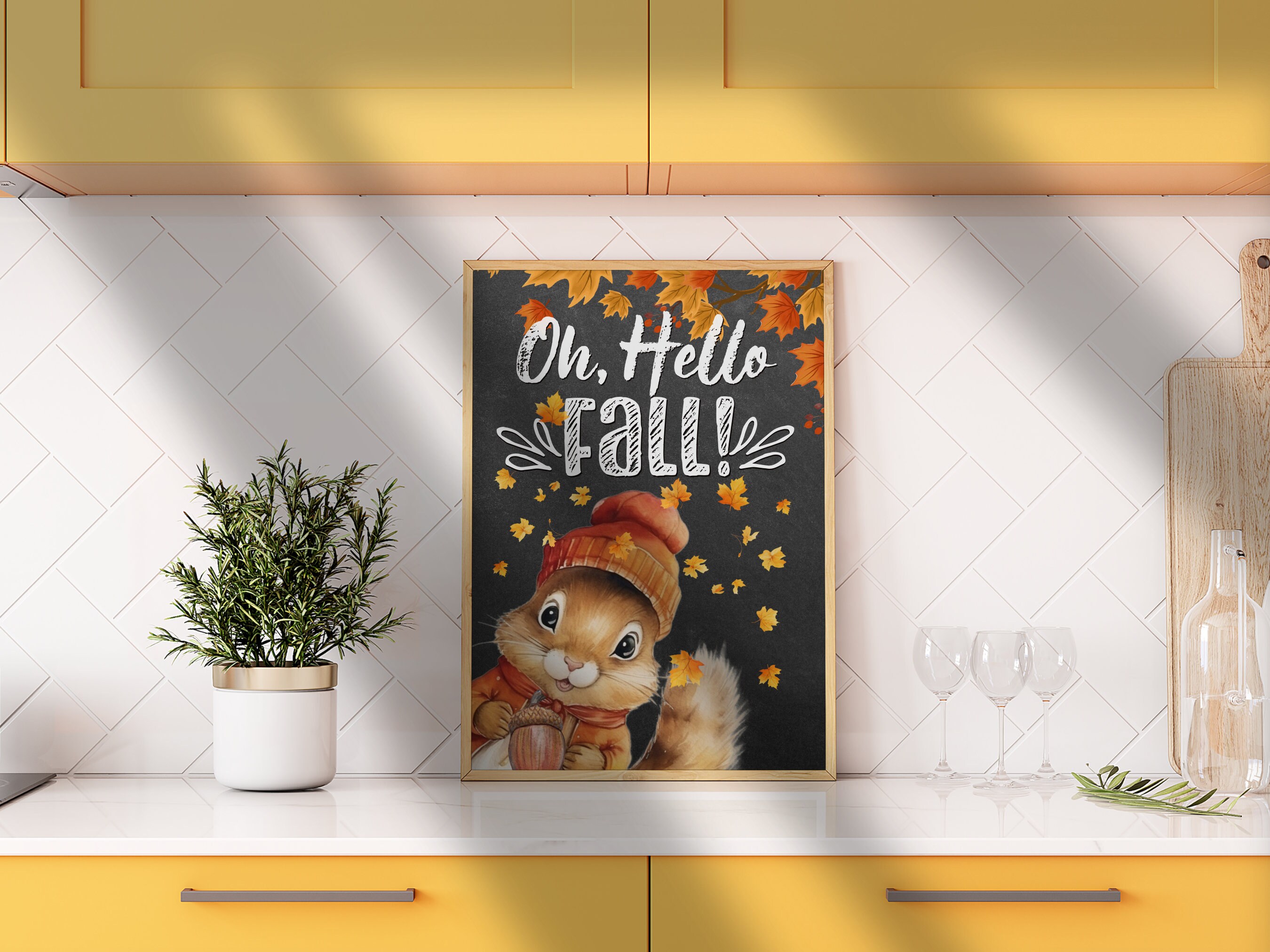 Fall Squirrel Wall Art | Oh Hello Fall | Autumn Print | Instant ...
