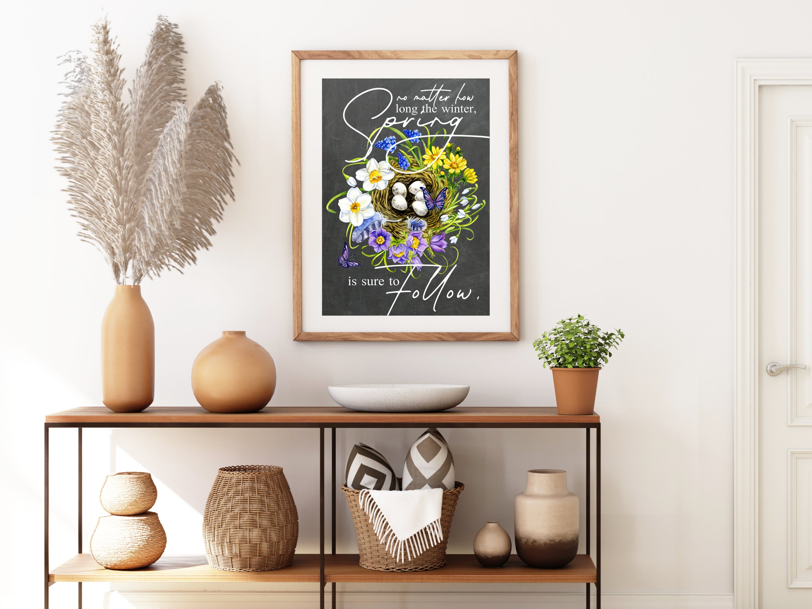 Spring Wall Art Print Bird Printable Wall Art Rustic Farmhouse Print ...