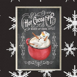 Hot Cocoa Bar, Marshmallow Snowman, Hot Chocolate Sign, Digital ...