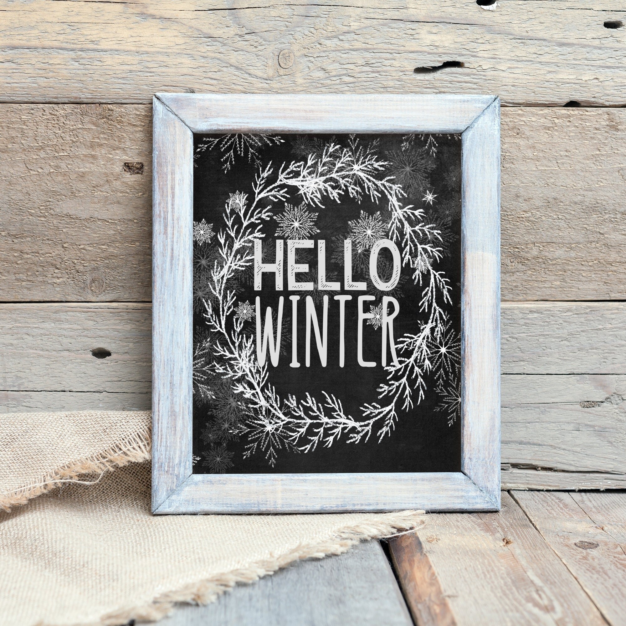 HELLO WINTER, Digital Download, Christmas Print, Printable Art ...