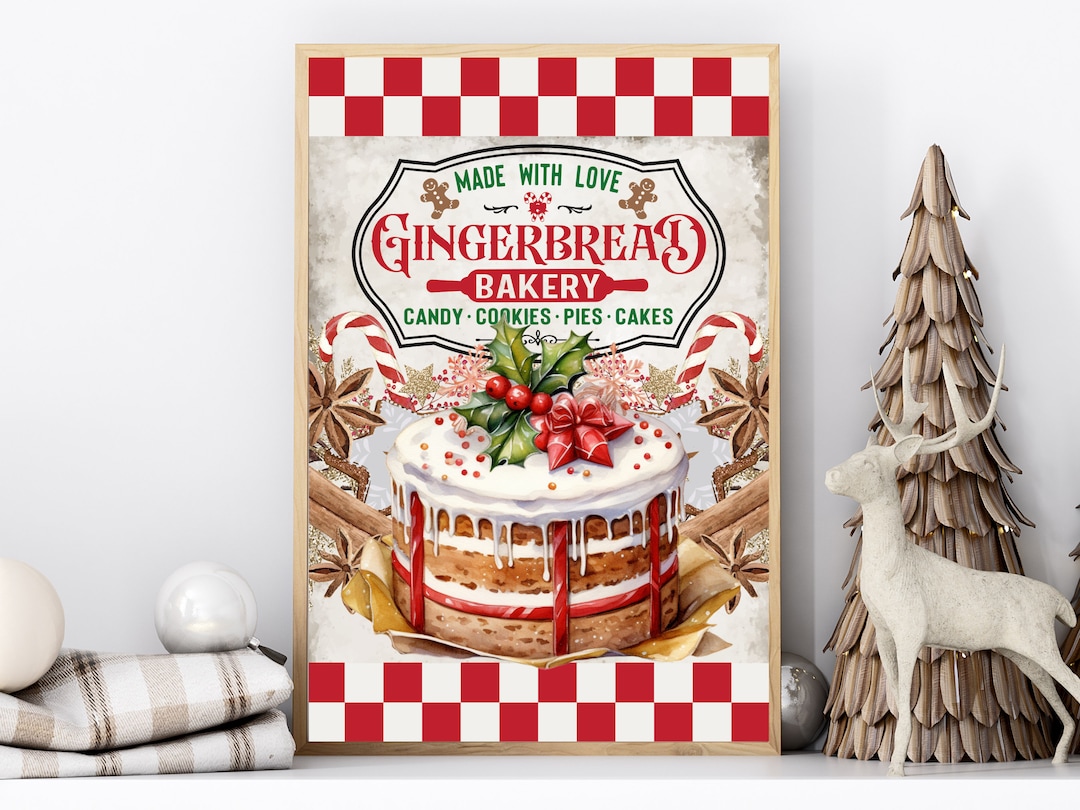 Gingerbread Wall Art, Christmas Kitchen Print, Christmas Decor, Digital ...