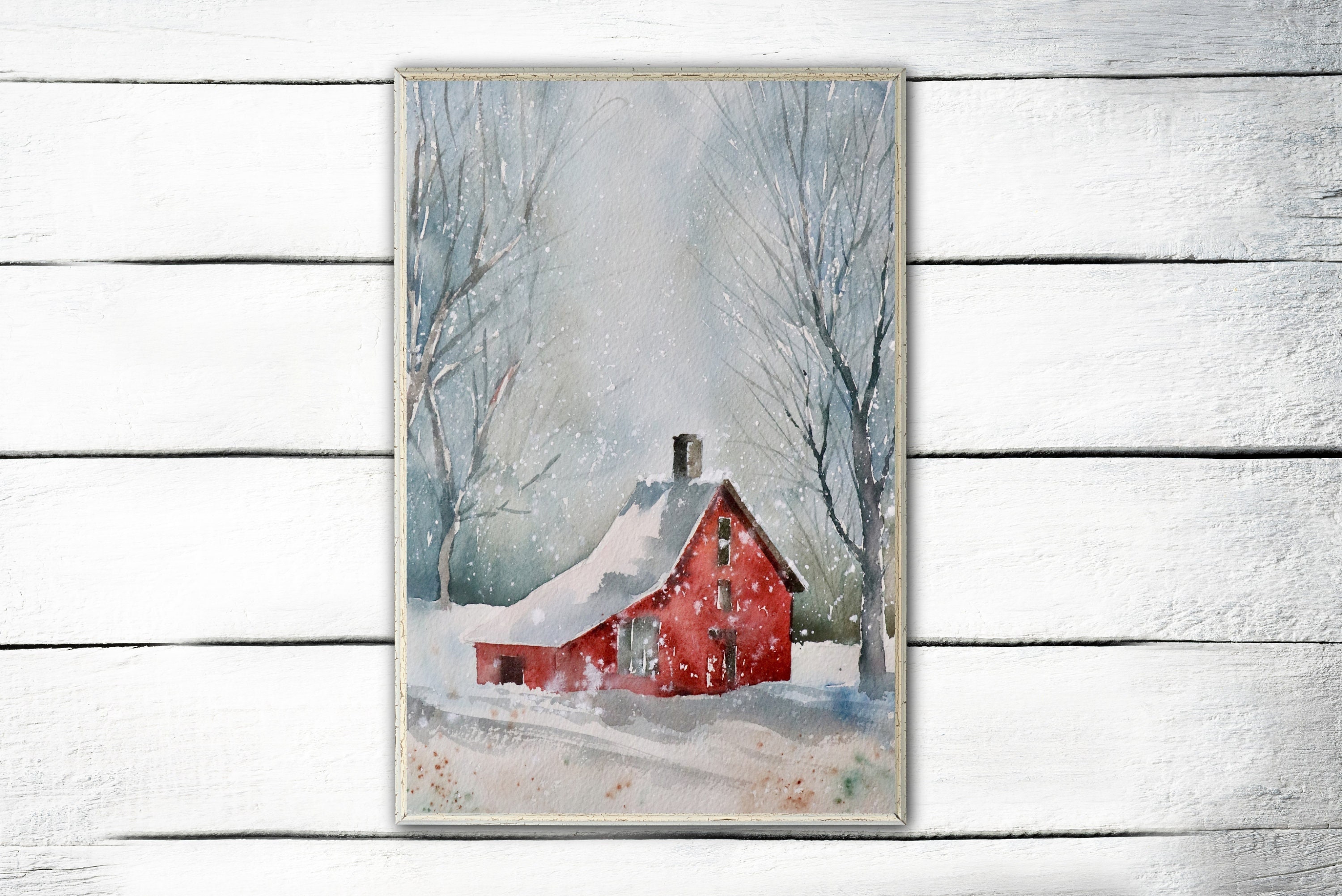 Snowy Farm Animal Paintings