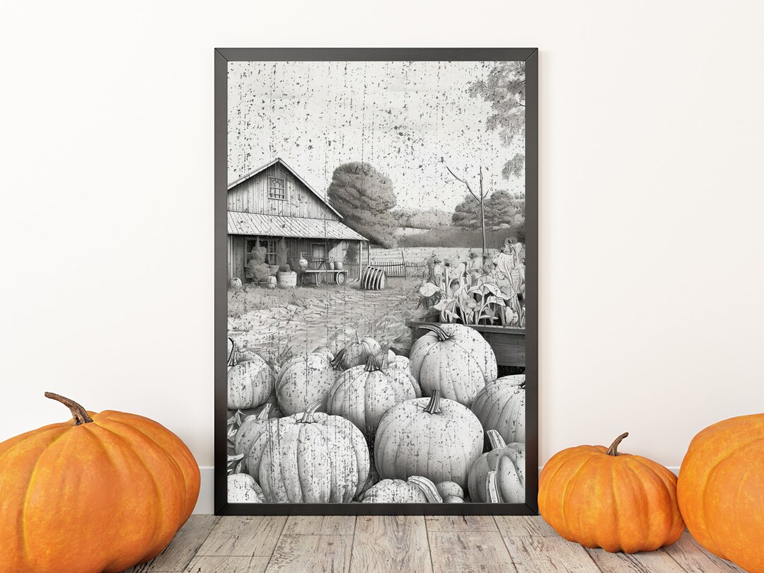 Fall Farmhouse Printable | Rustic Pumpkin Wall Art | Pumpkin Farm ...