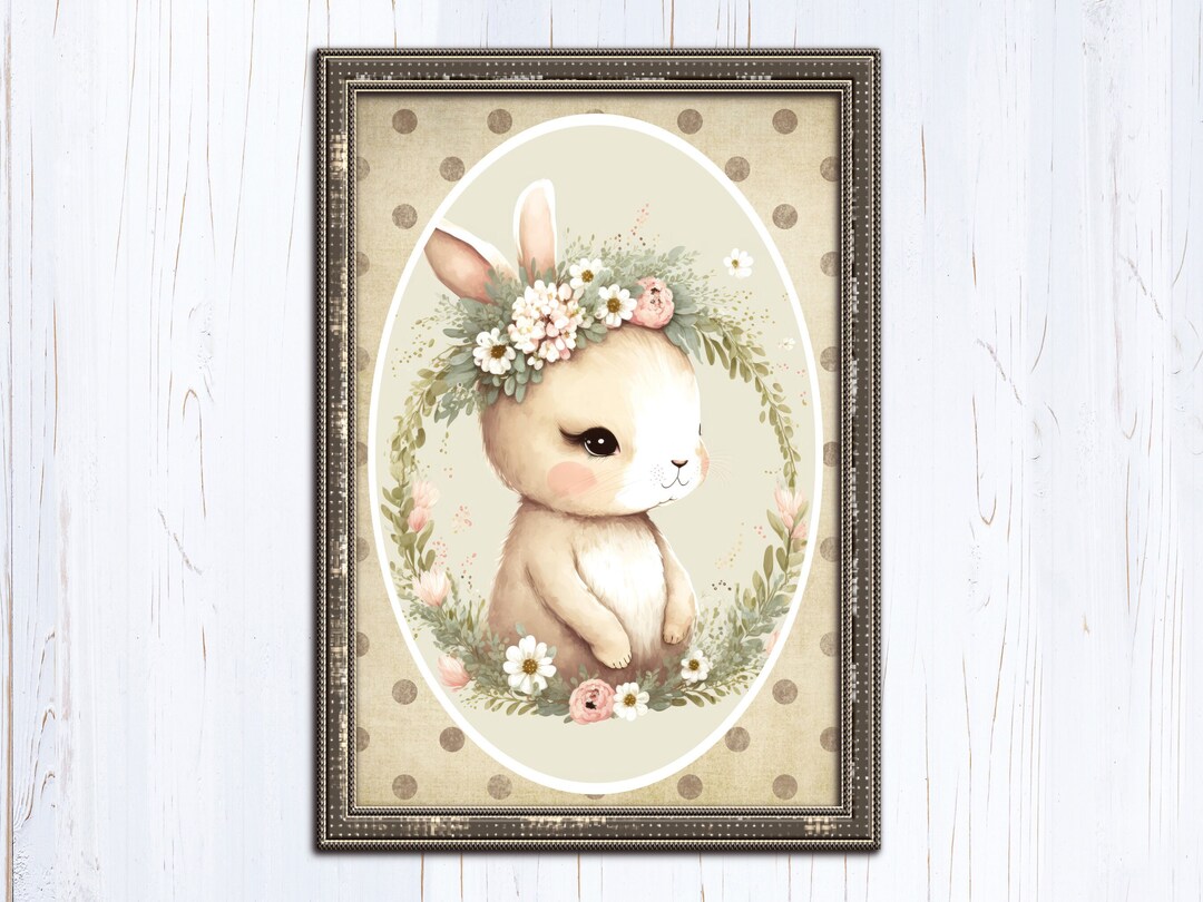 Bunny Print, Easter Bunny Digital Print, Instant Download, Cute Bunny ...