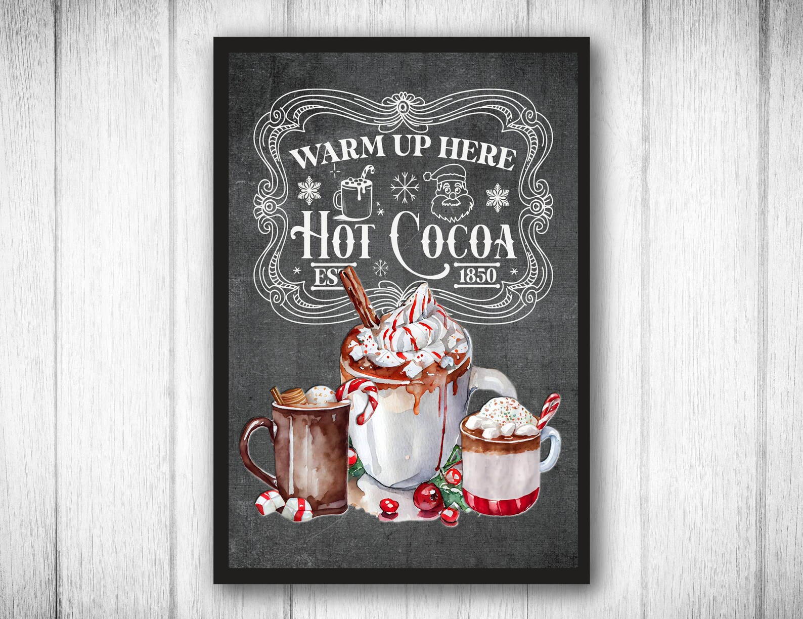 Hot Cocoa Sign Printable, Hot Cocoa Bar, Vintage Christmas, Cozy ...