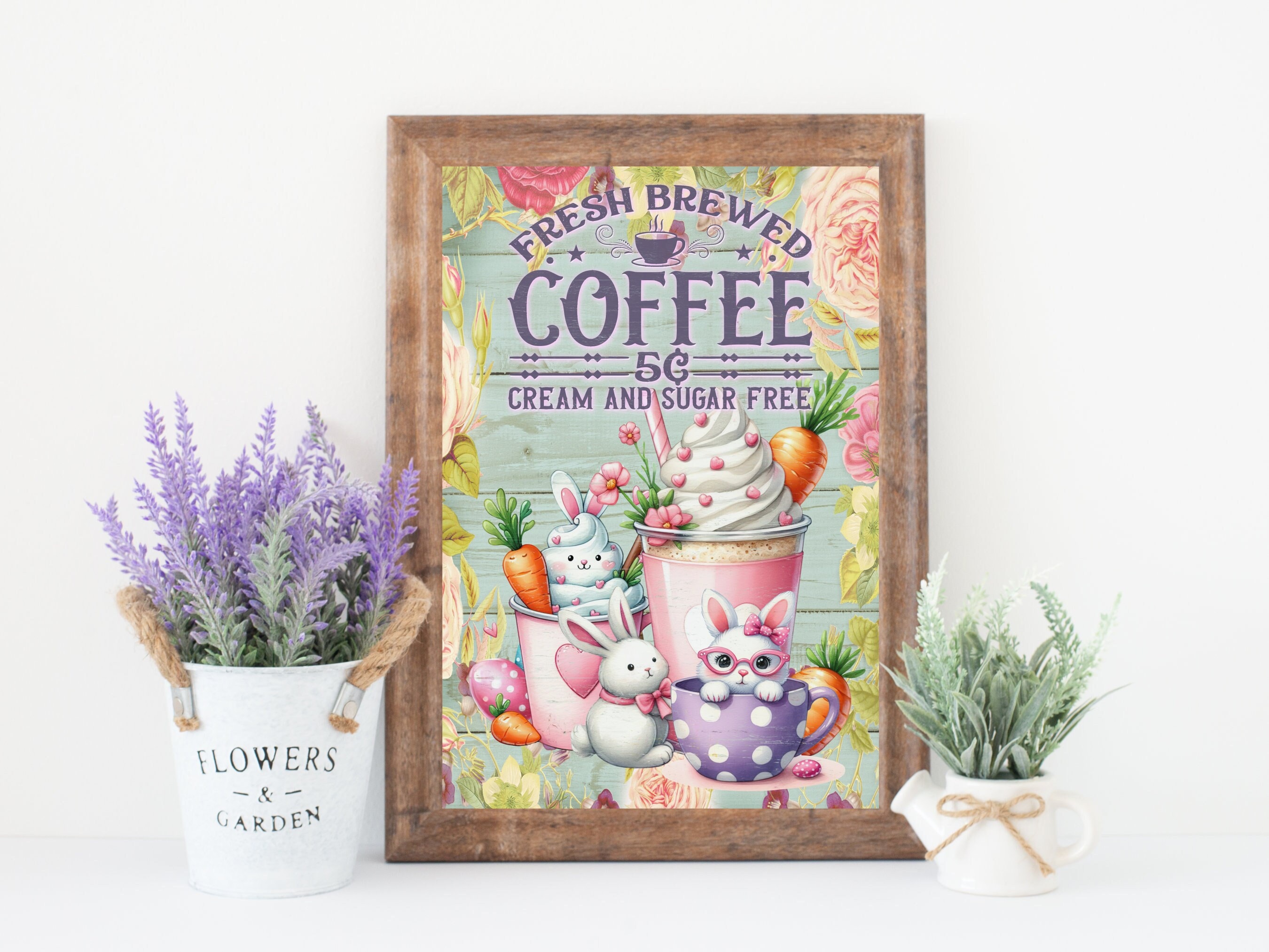 Bunny Rabbit Printable, Bunny Print, Coffee Bar Sign, Spring Wall Art ...