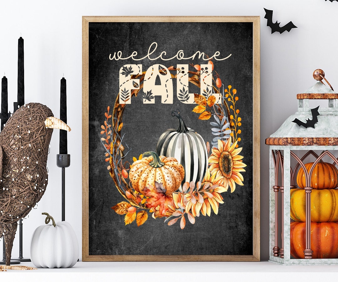 Fall Wall Art | Welcome Fall | Rustic Fall Pumpkins | DIGITAL DOWNLOAD ...