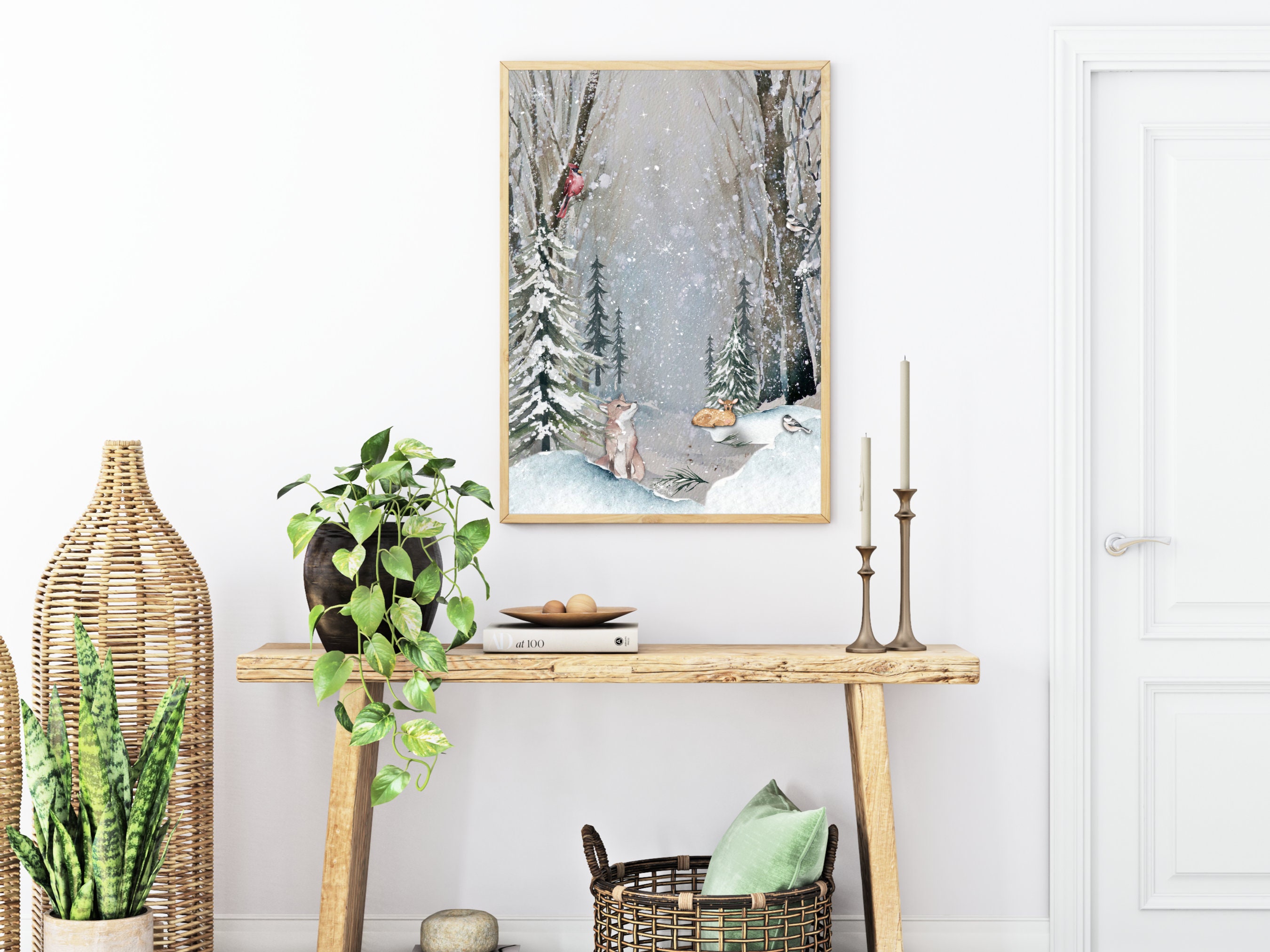 Winter Scene Printable Wall Art, Winter Wonderland, Snowy Forest ...
