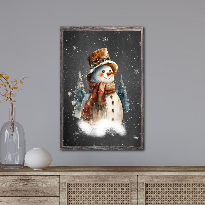 Vintage Snowman, Cute Snowman, Winter Wall Art, Winter Decor, Snowman ...