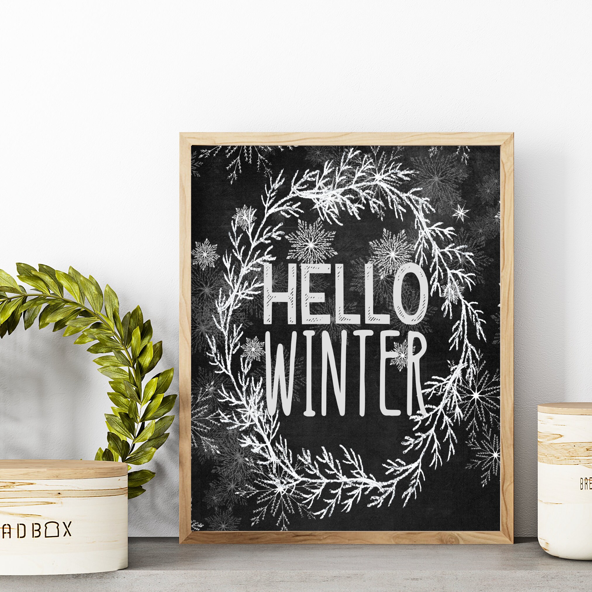 HELLO WINTER, Digital Download, Christmas Print, Printable Art ...