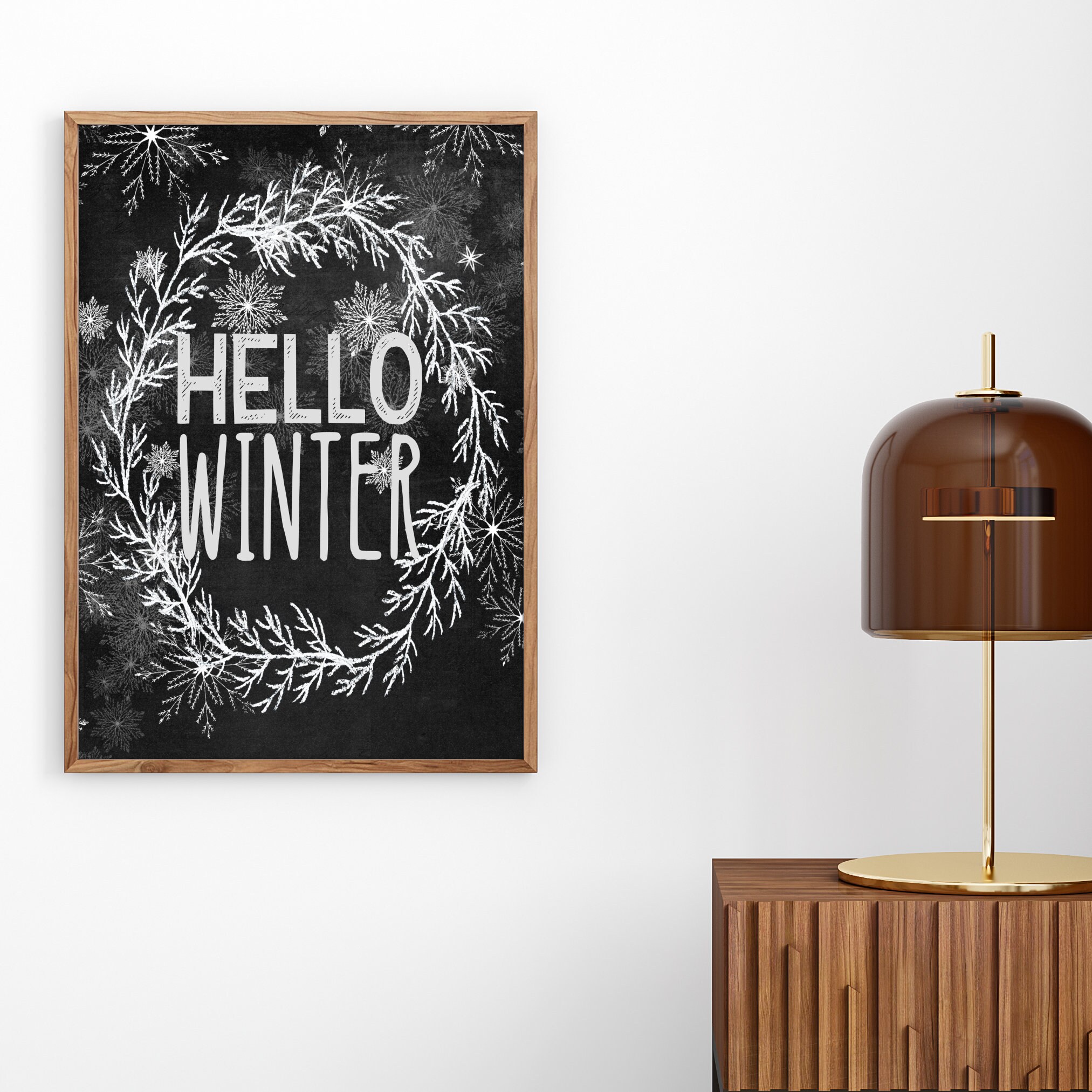 HELLO WINTER, Digital Download, Christmas Print, Printable Art ...