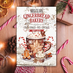 Christmas Gingerbread Print, Vintage Christmas Wall Art, Digital ...