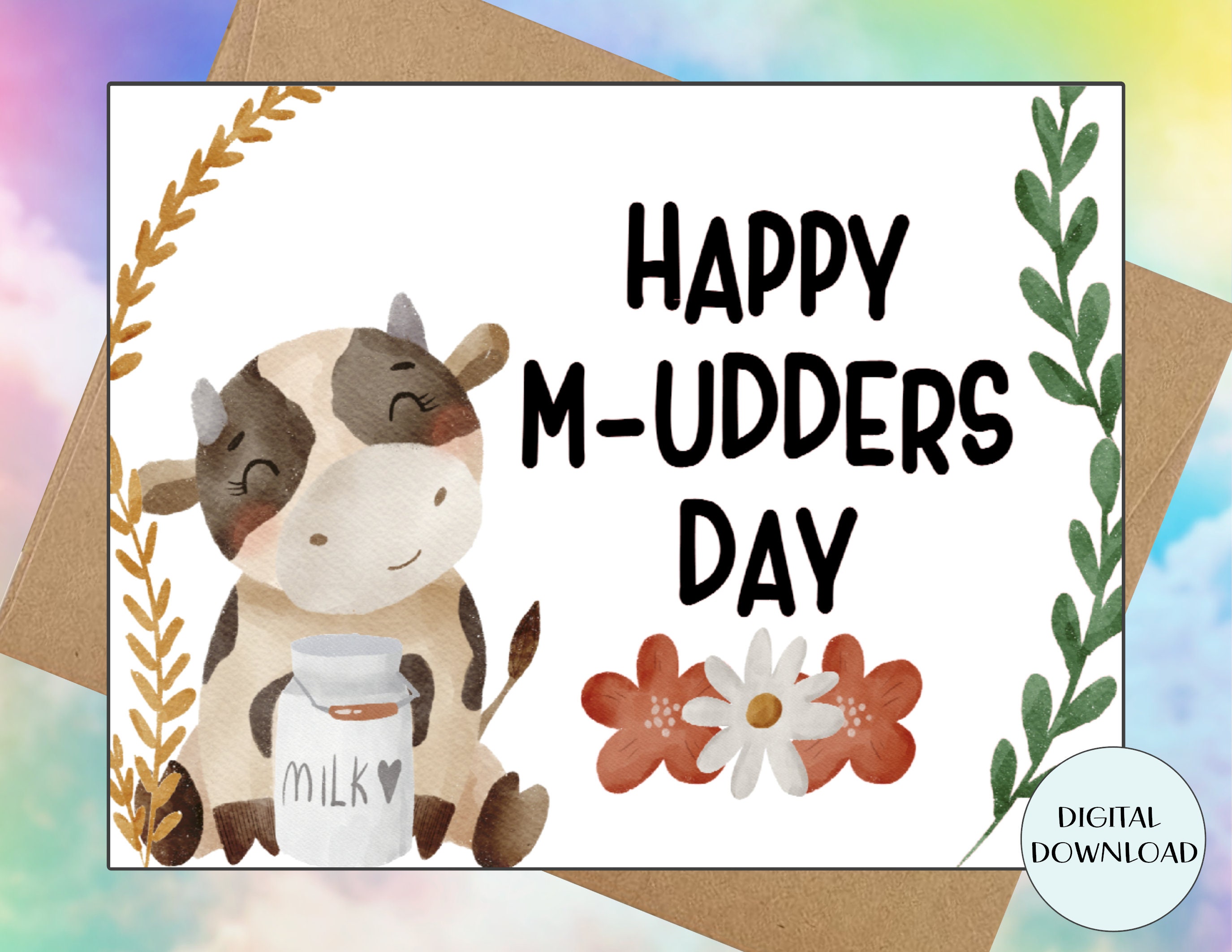 Happy Mudders Day Printable Mother's Day Card Punny Card Punny Greeting ...