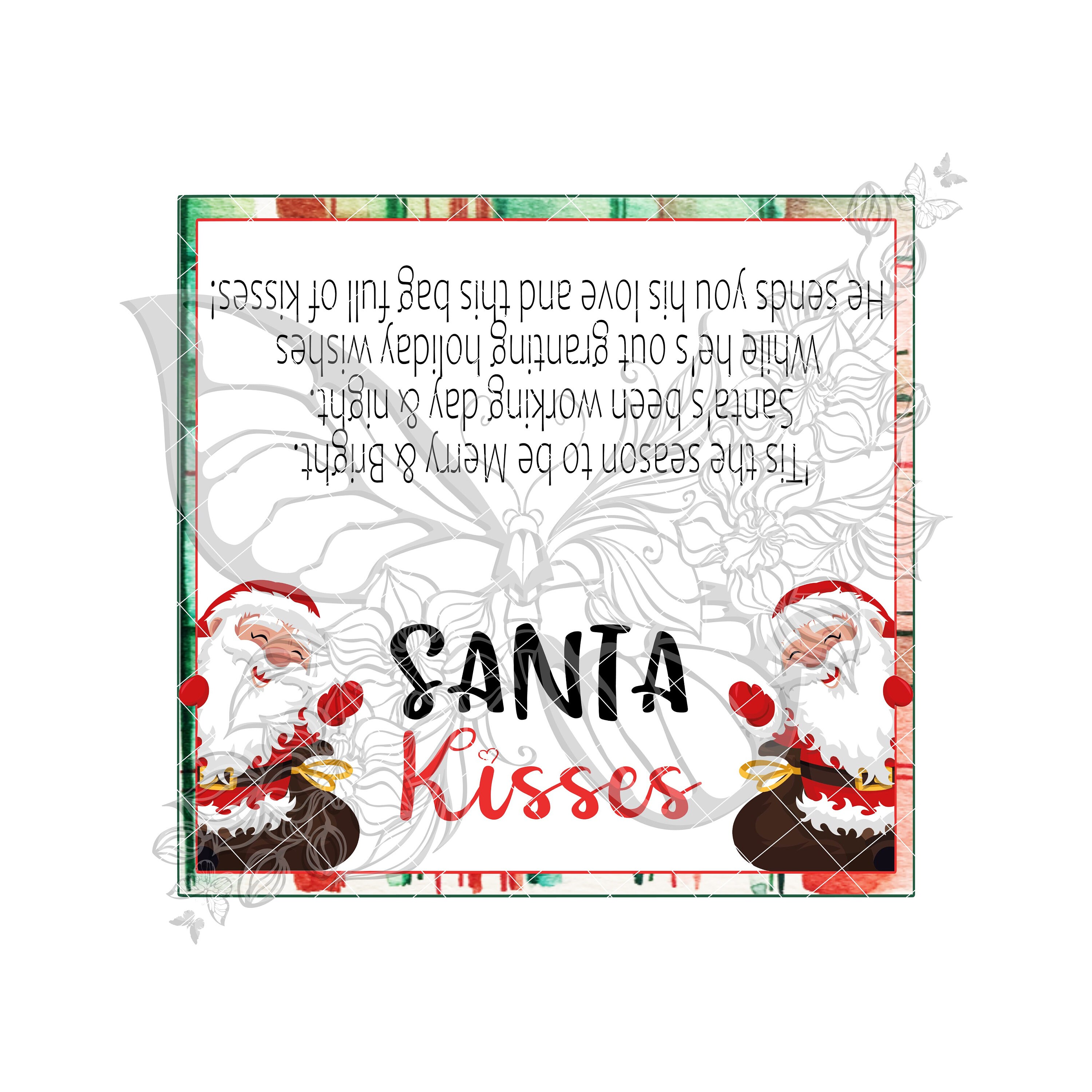 Printable Santa Kisses Treat Bag Topper Digital Download Christmas ...