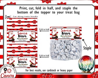 Printable Santa Kisses Treat Bag Topper Digital Download - Etsy