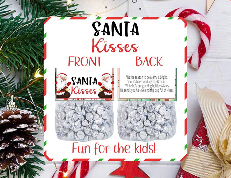 Printable Santa Kisses Treat Bag Topper Digital Download - Etsy