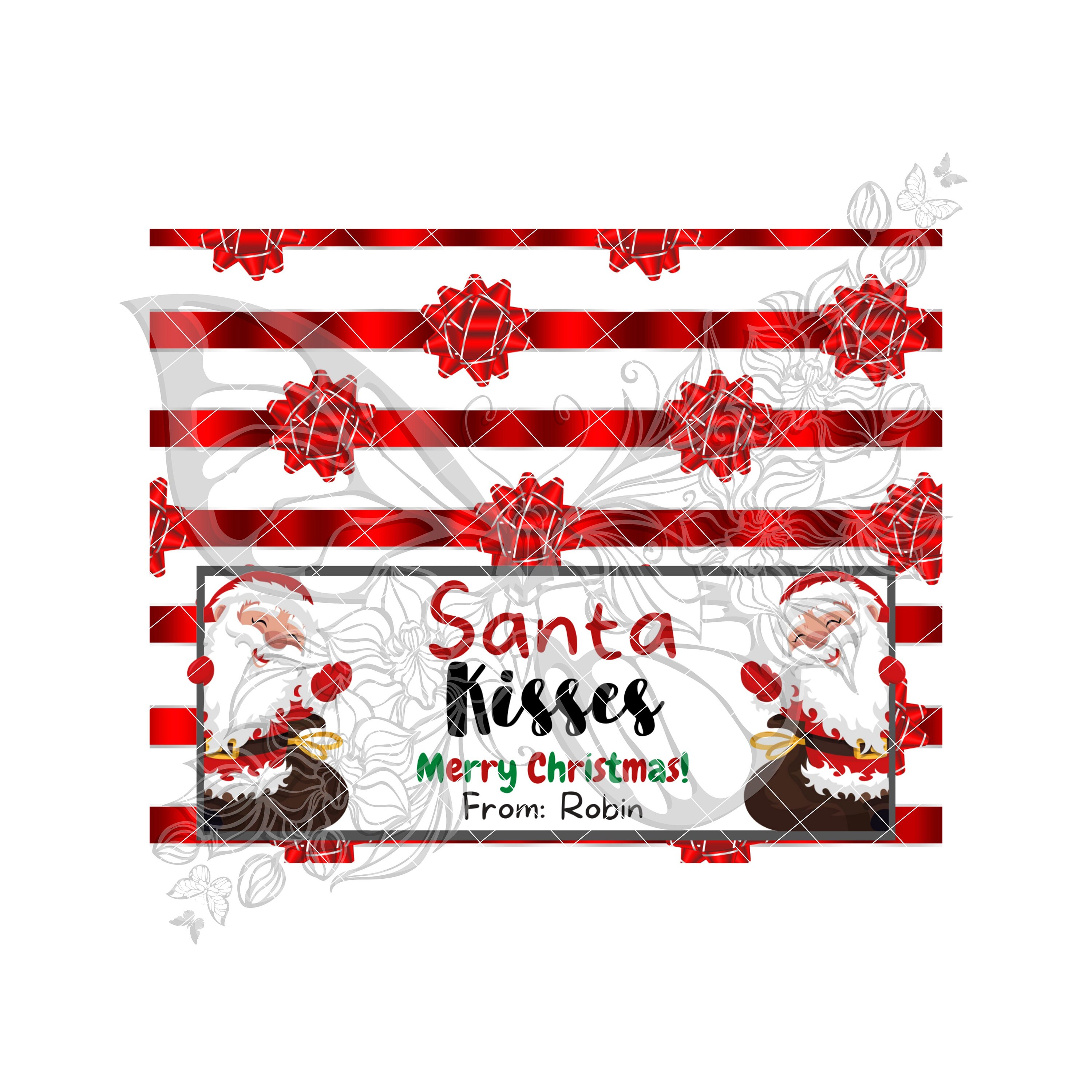 Printable santa Kisses Digital Download Editable Personalized Treat Bag ...