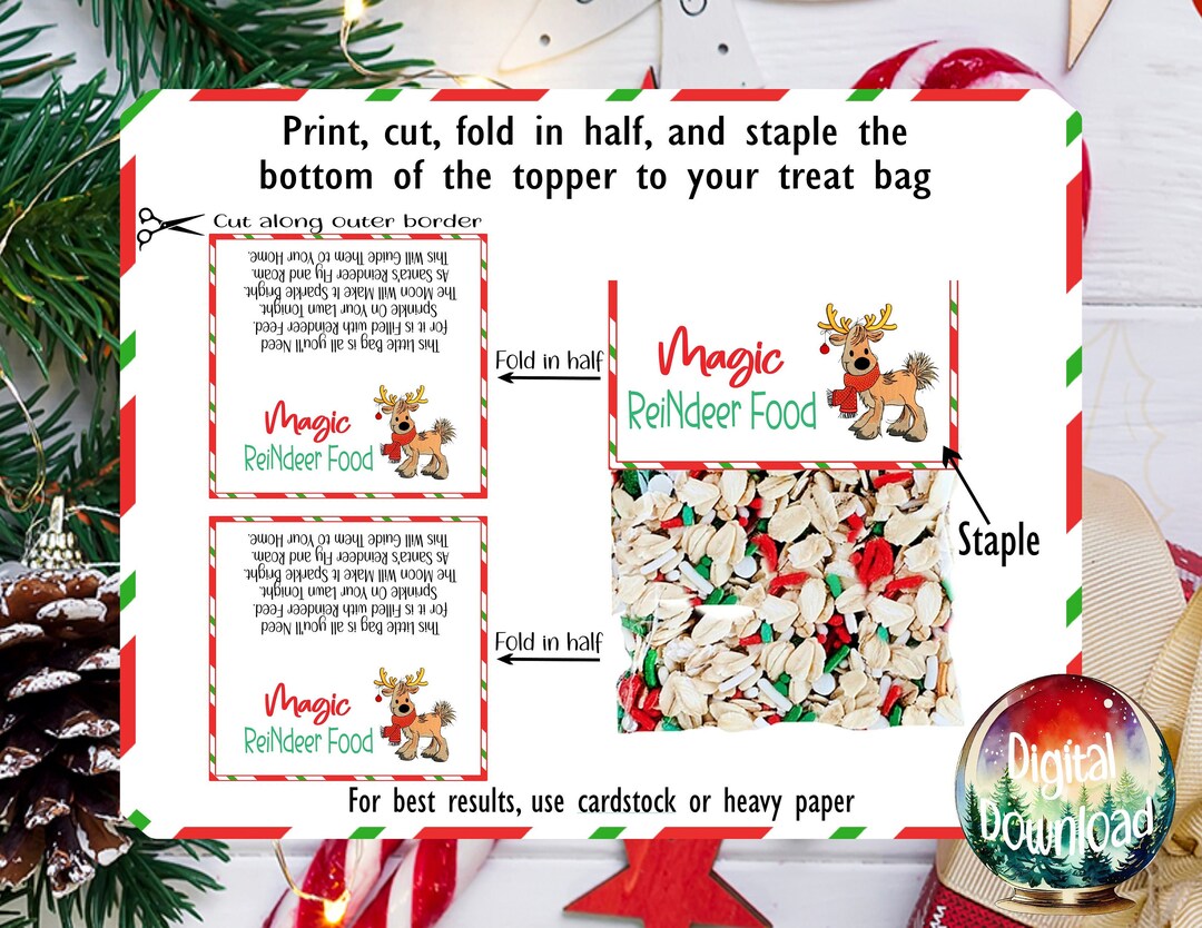 Printable Magic Reindeer Food Treat Bag Topper Digital - Etsy